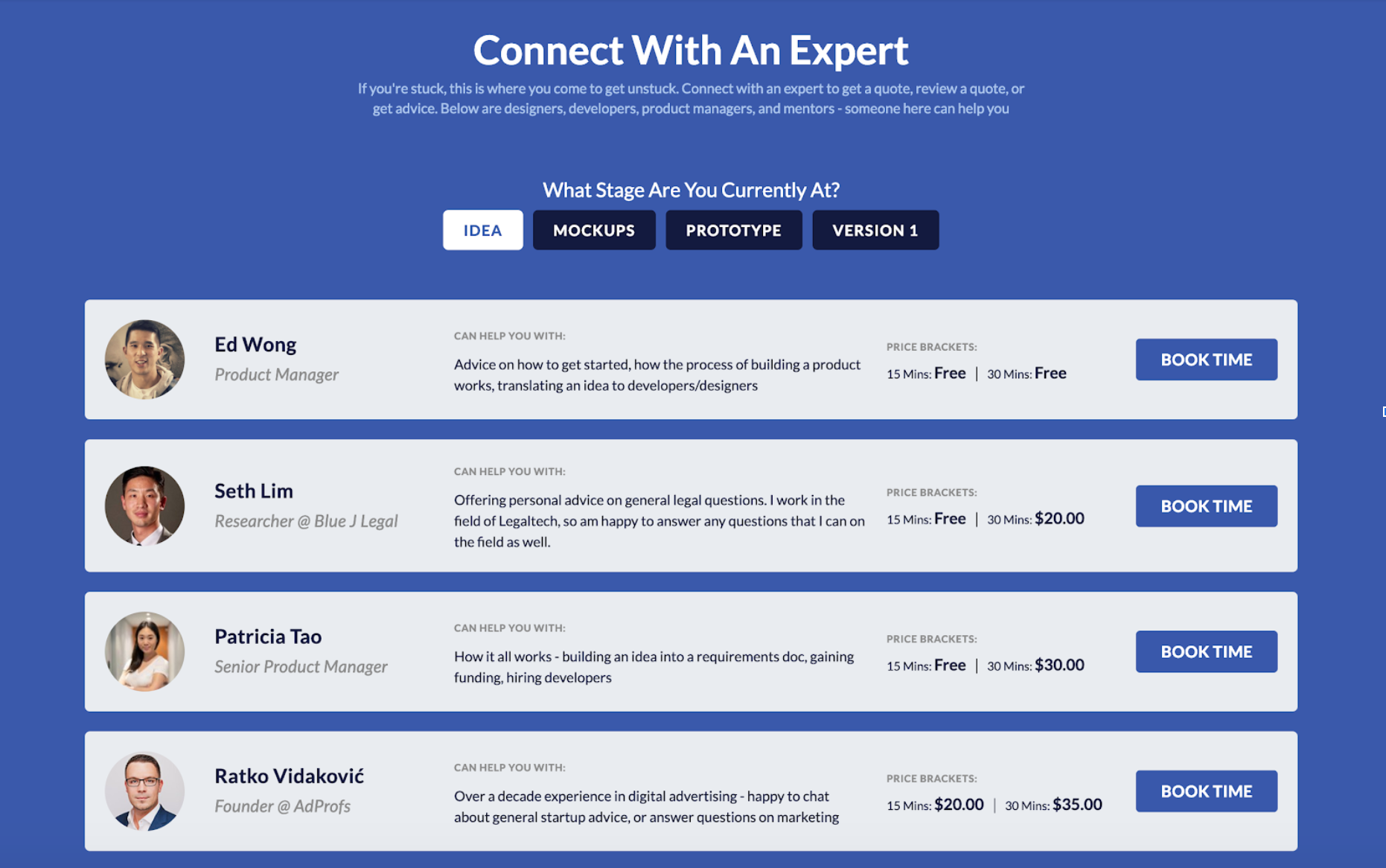 Web-based platform that helps entrepreneurs connect with thousands of ...